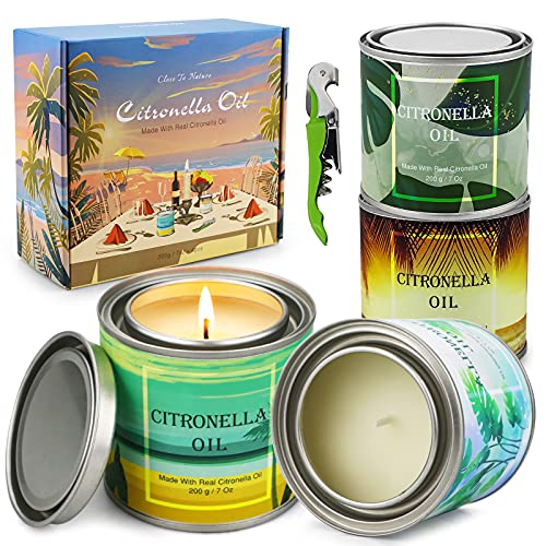 Citronella Candles Outdoor, 4 Pack 28oz Citronella Candles Outdoor Indoor, Suit for Candles for Home Scented, Fresh Citronella Oil for Bedroom Kitchen Garden Patio Balcony Indoor Outdoor