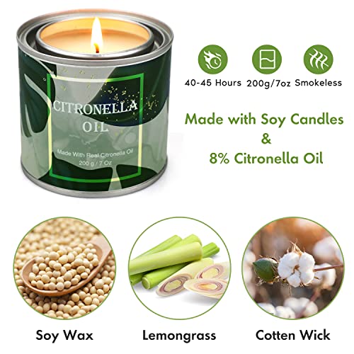 Citronella Candles Outdoor, 4 Pack 28oz Citronella Candles Outdoor Indoor, Suit for Candles for Home Scented, Fresh Citronella Oil for Bedroom Kitchen Garden Patio Balcony Indoor Outdoor