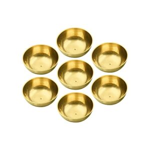 shubhkart brass offering bowl, pack of 7 brass mini water bowl tibet tibetan buddhist supplies, for buddhist ceremonies, burning incense cones, dhoop,meditation