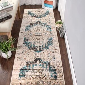 superior marquis 2′ 7″ x 8′ indoor area rug, teal