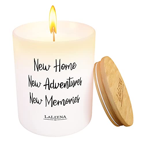 Scented Soy House Warming Candle – Glass Jar Candle Gift with 100% Organic Soy Wax & Fragrance Oil – New Home Decor for Women, Men, Couples, Meditation, Yoga, & More by LaLeena, 14 Oz., Lavender