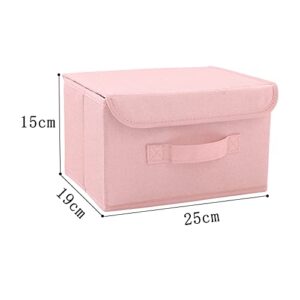 BICOY Foldable Storage Boxes with Lid 2PCS Cube Fabric Organizer Basket Home Bedroom Closet Office Storage Bins for Clothes, Toys, Sundries, Papers, Books Pink 9.8"x7.5"x5.9"