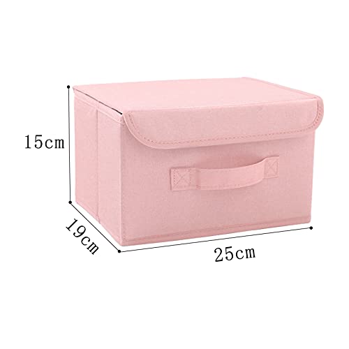 BICOY Foldable Storage Boxes with Lid 2PCS Cube Fabric Organizer Basket Home Bedroom Closet Office Storage Bins for Clothes, Toys, Sundries, Papers, Books Pink 9.8"x7.5"x5.9"