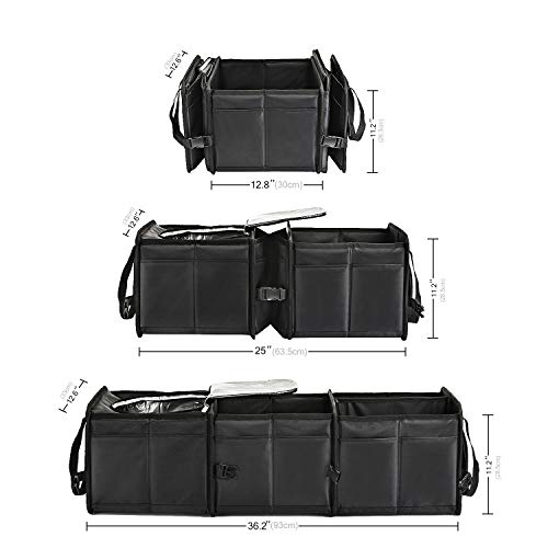 HAOKAY Durable Car Trunk Organizer with Premium insulation cooler bag,Sturdy Collapsible Trunk Storage Organizer, Multi Compartments with Reflective Strip