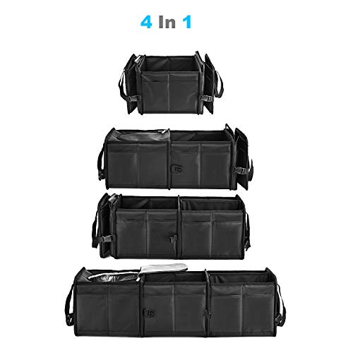 HAOKAY Durable Car Trunk Organizer with Premium insulation cooler bag,Sturdy Collapsible Trunk Storage Organizer, Multi Compartments with Reflective Strip