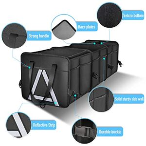 HAOKAY Durable Car Trunk Organizer with Premium insulation cooler bag,Sturdy Collapsible Trunk Storage Organizer, Multi Compartments with Reflective Strip