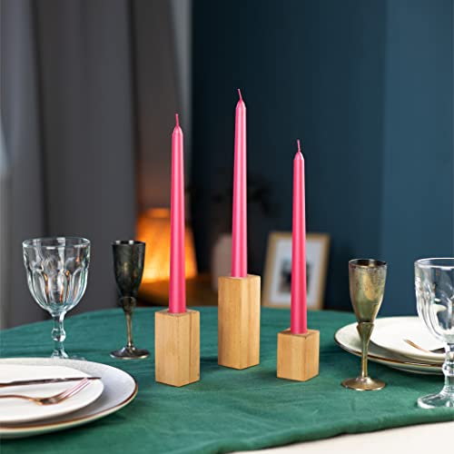 CANDWAX 10 inch Taper Candle Sticks Long Burning Set of 12 - Dripless Dinner Candles for Table Look Like Matte Metallic Candles and are Ideal for Any Occasion - Pink Glitter Taper Candles