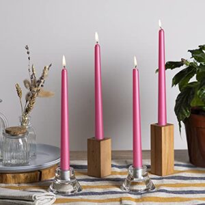 CANDWAX 10 inch Taper Candle Sticks Long Burning Set of 12 - Dripless Dinner Candles for Table Look Like Matte Metallic Candles and are Ideal for Any Occasion - Pink Glitter Taper Candles