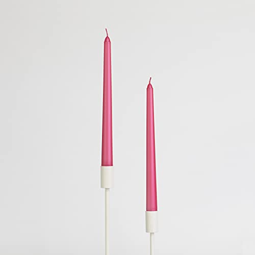 CANDWAX 10 inch Taper Candle Sticks Long Burning Set of 12 - Dripless Dinner Candles for Table Look Like Matte Metallic Candles and are Ideal for Any Occasion - Pink Glitter Taper Candles