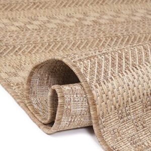 Sherloom Modern Indoor Outdoor Area Rugs 5x7 | Non-Shed - Non-Skid - Washable Rug Runner for Living Room, Dining, Entryway, Patio, Pool Deck | Menzis Collection | Natural, Neutral