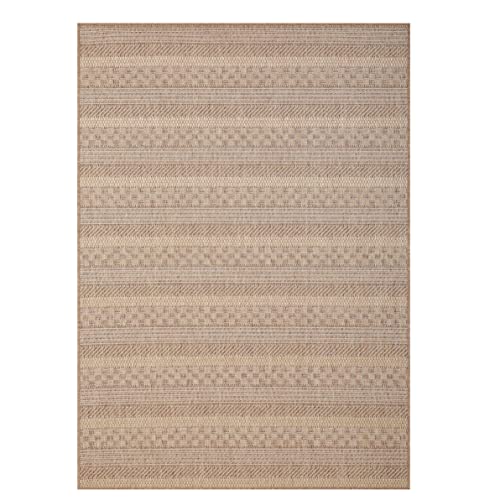 Sherloom Modern Indoor Outdoor Area Rugs 5x7 | Non-Shed - Non-Skid - Washable Rug Runner for Living Room, Dining, Entryway, Patio, Pool Deck | Menzis Collection | Natural, Neutral