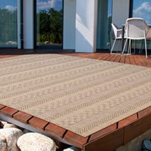 Sherloom Modern Indoor Outdoor Area Rugs 5x7 | Non-Shed - Non-Skid - Washable Rug Runner for Living Room, Dining, Entryway, Patio, Pool Deck | Menzis Collection | Natural, Neutral