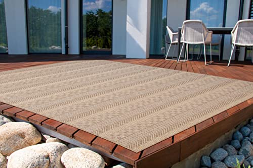 Sherloom Modern Indoor Outdoor Area Rugs 5x7 | Non-Shed - Non-Skid - Washable Rug Runner for Living Room, Dining, Entryway, Patio, Pool Deck | Menzis Collection | Natural, Neutral