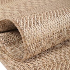 Sherloom Modern Indoor Outdoor Area Rugs 5x7 | Non-Shed - Non-Skid - Washable Rug Runner for Living Room, Dining, Entryway, Patio, Pool Deck | Menzis Collection | Natural, Neutral