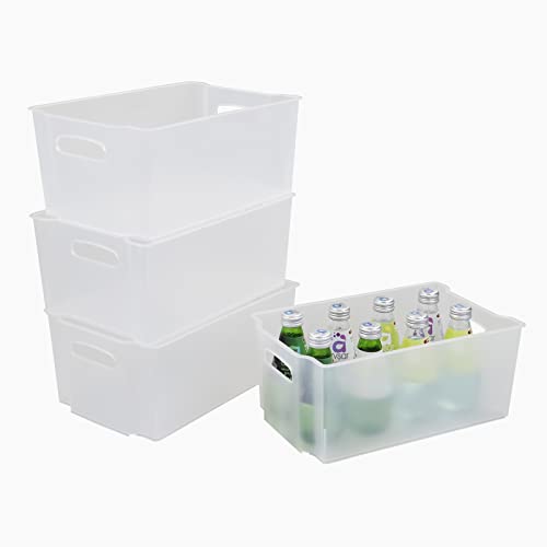 CadineUS 4-pack Stackable Organizer Bins, Clear Stackable Storage Bins