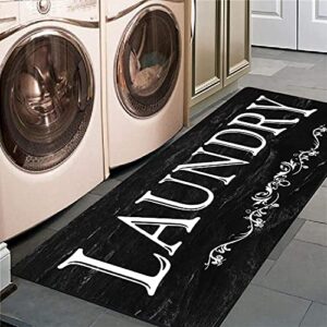 abreeze black laundry room runner rug laundry room rug laundry floor mat durable washhouse mat black rug non-slip doormat farmhouse rug 20×59 black laundry room decor and accessories