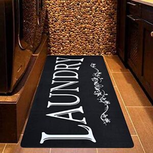 ABREEZE Black Laundry Room Runner Rug Laundry Room Rug Laundry Floor Mat Durable Washhouse Mat Black Rug Non-Slip Doormat Farmhouse Rug 20x59 Black Laundry Room Decor and Accessories