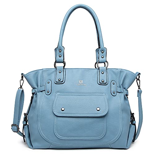 LOKALYO Roomy Fashion Hobo Womens Handbags Ladies Purse Satchel Shoulder Bags Tote Vegan Leather Bag Travel bags(SKY Blue)