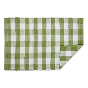 DII Buffalo Check Rug Collection, Hand Dyed Reversible Chindi Rug, 26x40, Antique Green