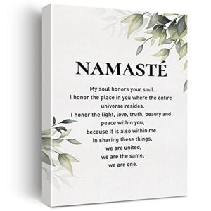 yoga canvas wall art inspirational namaste definition canvas print positive meditation canvas painting home bedroom wall decor framed gift 12×15 inch