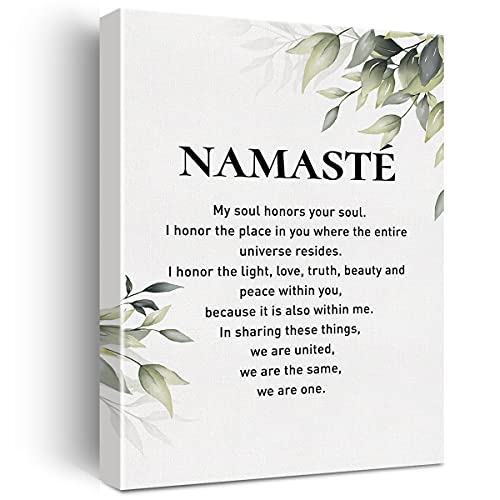 Yoga Canvas Wall Art Inspirational Namaste Definition Canvas Print Positive Meditation Canvas Painting Home Bedroom Wall Decor Framed Gift 12x15 Inch