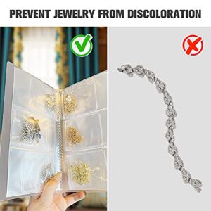 Transparent Jewelry Storage Book, Jewelry Storage Albumwith 50 Zipper Bag, Portable Travel Jewelry Organizer Storage Book for Rings, Necklace, Bracelets, Stud, and Earrings (160 Grids + 50 Thicken PVC Bags)