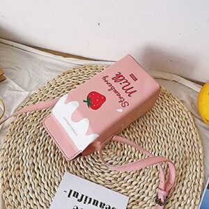 QZUnique Cow Milk Box Handbag Purse Cute Drink Cross Body Bag Women's PU Leather novelty Messenger Shoulder Bag