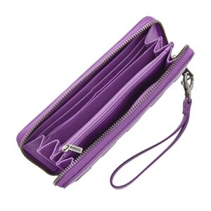 Fossil Logan Zip Around Clutch, Bright Purple Grommets