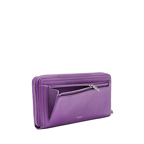 Fossil Logan Zip Around Clutch, Bright Purple Grommets