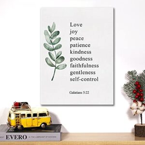 Christian Canvas Wall Art Galatians 5:22 Fruit of the Spirit Canvas Print Positive Scripture Canvas Painting Home Wall Decor Framed Gift 12x15 Inch