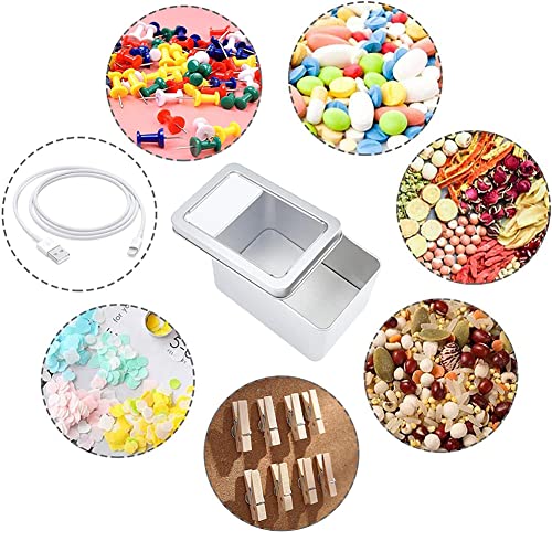 SUPERFINDINGS about 6PCS Tinplate Storage Boxes Empty Storage Tins Case Rectangle Containers with Large Clear Window for Candles, Candies, Gifts