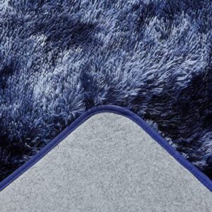 MERRY HOME Shag Area Rugs, Fluffy Soft Area Rugs Furry Faux Fur Rugs, Fluffy Carpets for Bedroom Living Room Girls Kids Room Nursery Indoor Home Mat (Navy, 3 x 5 ft)