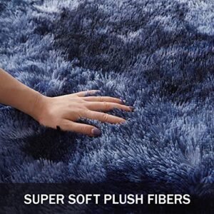 MERRY HOME Shag Area Rugs, Fluffy Soft Area Rugs Furry Faux Fur Rugs, Fluffy Carpets for Bedroom Living Room Girls Kids Room Nursery Indoor Home Mat (Navy, 3 x 5 ft)