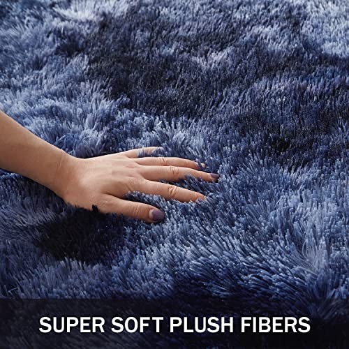 MERRY HOME Shag Area Rugs, Fluffy Soft Area Rugs Furry Faux Fur Rugs, Fluffy Carpets for Bedroom Living Room Girls Kids Room Nursery Indoor Home Mat (Navy, 3 x 5 ft)