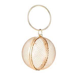 molshine Metal Hollow Round Evening Handbag, Spherical Mesh Crossbody Bags, Classic Shoulder Bag, Party Clutch Purse for Women Girl Home Shopping Travel Outdoor