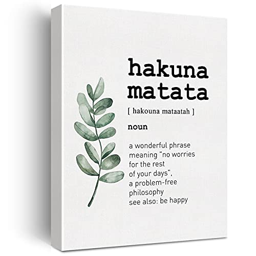 Canvas Wall Art Inspirational Hakuna Matata Word Definition Canvas Print Painting Home Wall Decor Framed Funny Gift 12x15 Inch