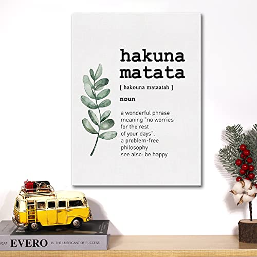 Canvas Wall Art Inspirational Hakuna Matata Word Definition Canvas Print Painting Home Wall Decor Framed Funny Gift 12x15 Inch