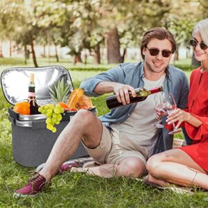 HappyPicnic Cooler Tote Bag 26L, Collapsible Picnic Basket Cooler with Aluminium Handle for Food, Shopping Grocery, Work or Outdoor Hiking Men Woman