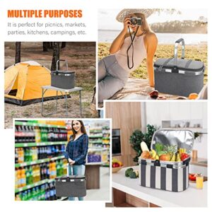 HappyPicnic Cooler Tote Bag 26L, Collapsible Picnic Basket Cooler with Aluminium Handle for Food, Shopping Grocery, Work or Outdoor Hiking Men Woman