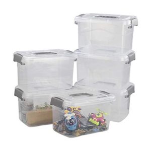 Leendines 6 Quart Small Storage Bin, 6 Packs Plastic Storage Box with Lid