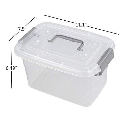 Leendines 6 Quart Small Storage Bin, 6 Packs Plastic Storage Box with Lid