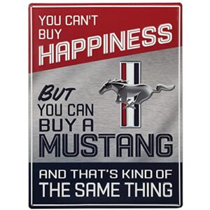 open road brands ford mustang metal sign – you can’t buy happiness but you can buy a mustang – ford wall decor for garage, shop or man cave