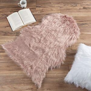 Sheepskin Throw Rug Faux Fur 2x3-Foot High Pile Soft and Plush Mat for Bedroom, Kitchen, Bathroom, Nursery & Office by Lavish Home