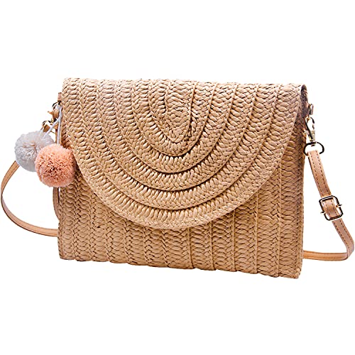 Freie Liebe Straw-Purses for Women Summer Woven Crossbody-Bags Clutch Purses