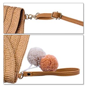 Freie Liebe Straw-Purses for Women Summer Woven Crossbody-Bags Clutch Purses