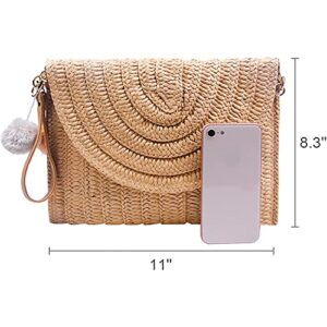 Freie Liebe Straw-Purses for Women Summer Woven Crossbody-Bags Clutch Purses