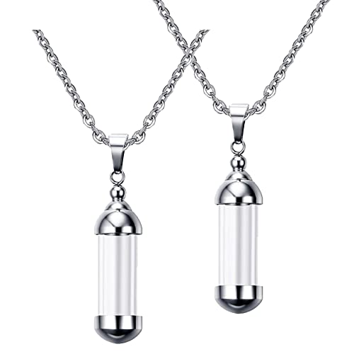 freneci 2X Blood Vial Necklace Kit, Cremation Urn Necklace for Ashes, Tube Necklace Pendant, Cremation Urns Jewelry for Ashes Holder Keepsake Memorial