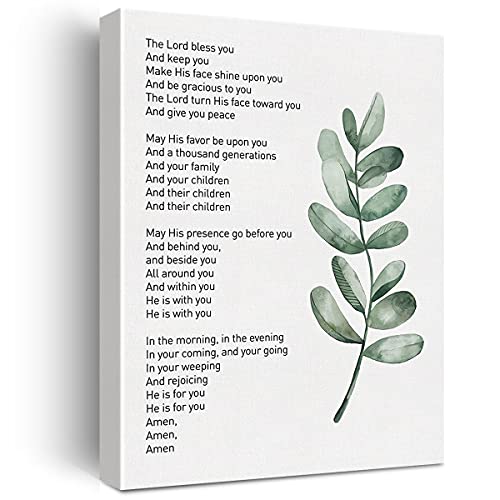 Christian Canvas Wall Art Numbers 6:24-26 The Lord Bless You Canvas Print Positive Painting Religious Home Wall Decor Framed Nursery Gift 12x15 Inch