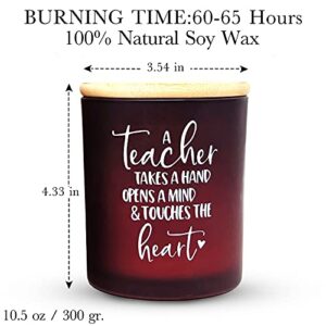 Teacher Gifts, Scented Candles for Teacher-A Teacher Takes a Hand, Opens a Mind & Touches The Heart-Future Teacher Gifts, Teacher Retirement Gifts for Women, Teacher Appreciation Gifts (Vanilla)