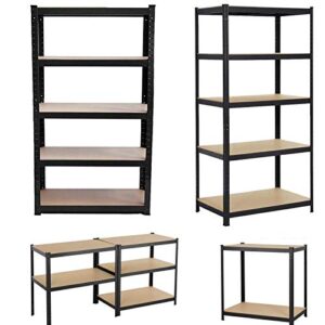 shelving unit 5-shelf (28″ l x 12″ w x 59″ h) storage shelves heavy duty metal & mdf rack shelving commercial grade utility steel storage rack 386lbs loading capacity per shelf, black